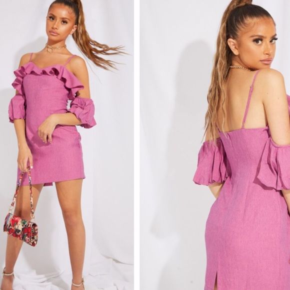PrettyLittleThing | Dresses | Nwtpretty Little Thing Pink Frill Ruffle ...